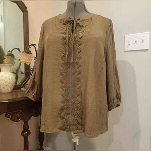 Como Blu | Tops | New 2x Green Blouse Wlace Detailing | Poshmark
